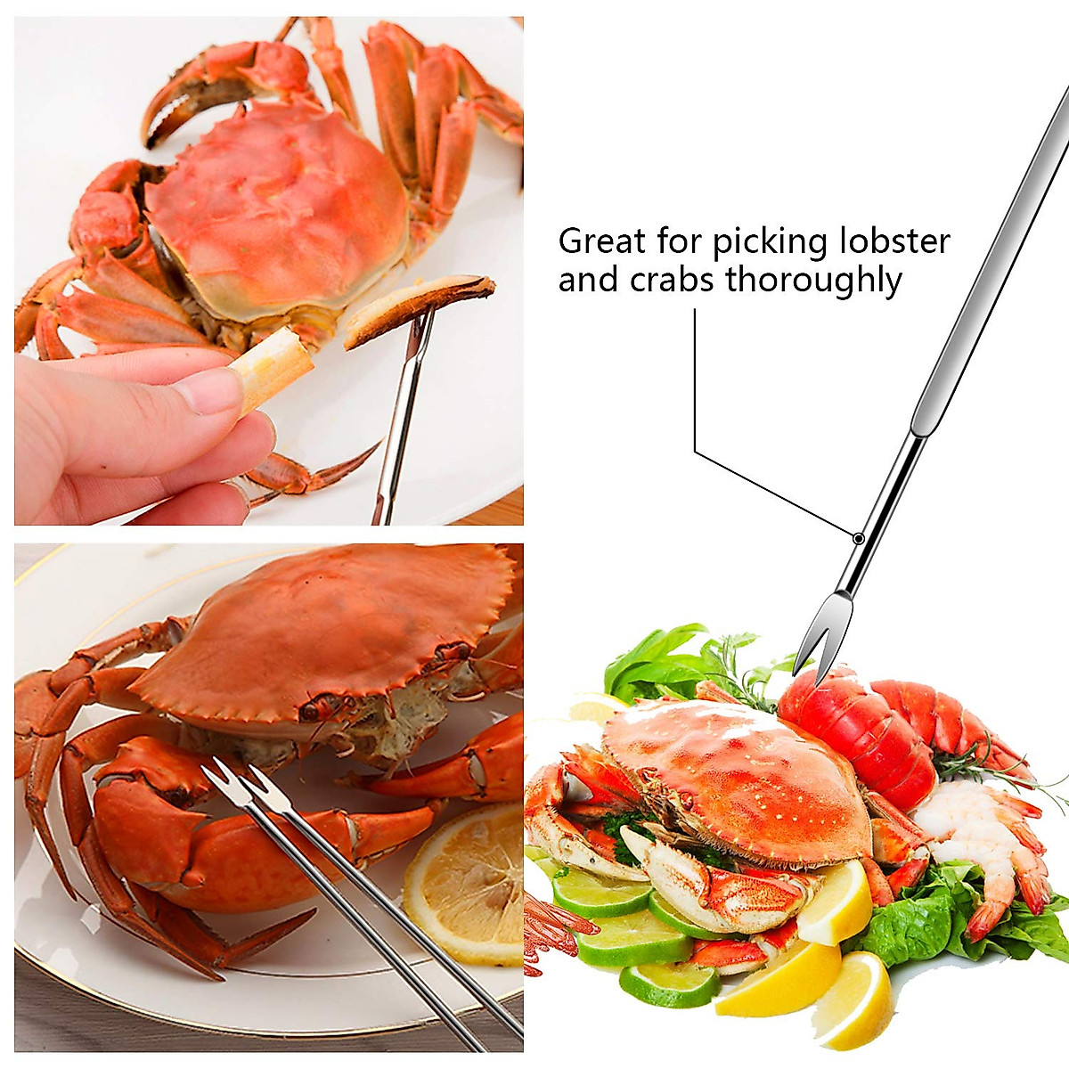 10 Pcs Seafood Tools Set - Crab Lobster Crackers Stainless Steel Forks Opener Shellfish Lobster Crab Leg Sheller Seafood Scissors