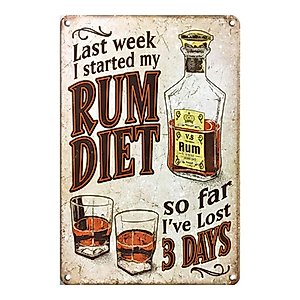 DECORIN Rum Drinks Vintage Bar Alcohol Sign Rum Liquor Retro Signs Man Cave Decor Vintage Metal Signs Home Garage Decor Sign Gas Station Metal Sign Retro Metal Plaques Size: 11.8 x 7.8 Inches