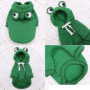 Dog Clothes, Dog Sweatshirt Hoodie Fleece Sweater Frog Coat Outfit Winter Warm Cat Clothes for Puppy Small Medium Dogs (S)