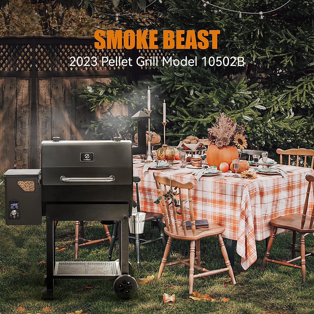 Z GRILLS 2023 Pellet Grill with PID 2.0 Control, Extra-large Cooking Area and Meat Probes for Outdoor BBQ, SMOKE BEAST 10502B