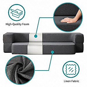 BALUS 8.6 Inch Folding Sofa Bed Couch,Twin Size Floor Sofa Bed Foldable, Memory Foam Futon Couch,Fold Out Sofa Bed Convertible Sleeper Sofa Bed for Living Room/Bedroom/Guest Room/Office