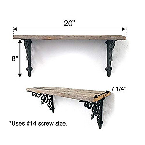 BarnwoodUSA Rustic Wooden Shelf with Victorian Brackets, Farmhouse Wall Ledge