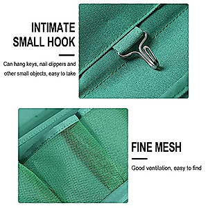 Home Hanging Storage Bag Bathroom Accessories Wall Door Back Wardrobe Dormitory Makeup Organizer Fabric Kitchen Accessories Multifunctional Storage Bag with Wall Hooks (Green)
