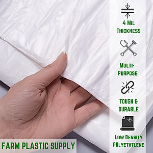 Farm Plastic Supply - Clear Plastic Sheeting - 4 mil - (6' x 100') - Thick Plastic Sheeting, Heavy Duty Polyethylene Film, Drop Cloth Vapor Barrier Covering for Crawl Space