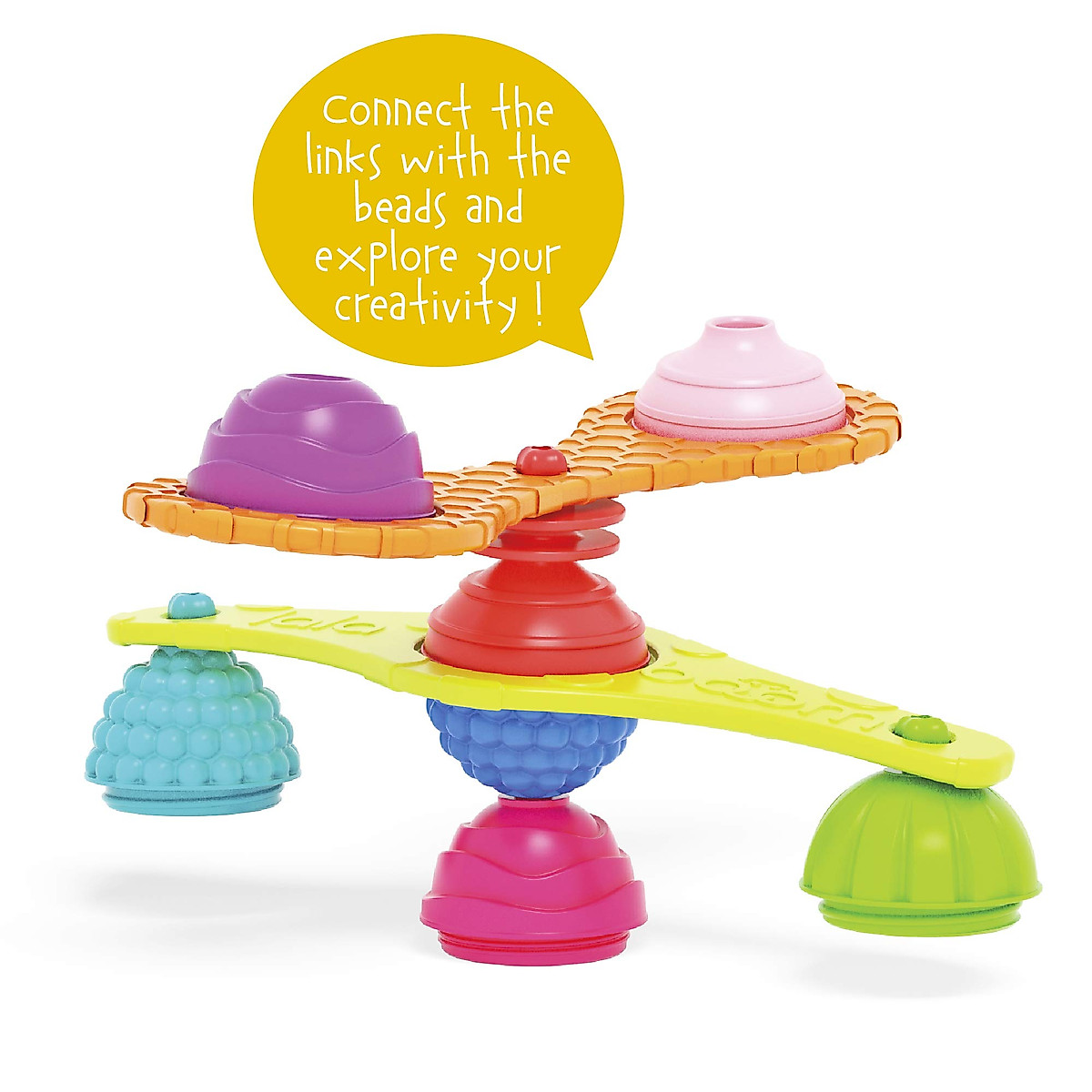 Lalaboom - Soft Links and Educational Beads - Learning Toy – Step by Step Shapes and Colors Construction Game for Children from 10 Months to 4 Years. Preschool Beads to Assemble - 10 Pieces - BL680