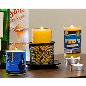 1 Day Yahrzeit Candle - 48 Pack - 24 Hour Kosher Yahrtzeit Memorial and Yom Kippur Candle in Tin Cup Holder