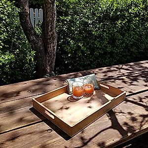 Lipper International 8865 Solid Bamboo Wood Serving Tray, 19.75" x 13.75" x 2.25"