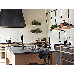 Moen S3955BL Paterson Deck Mounted Kitchen Soap Dispenser with Above the Sink Refillable Bottle, Matte Black