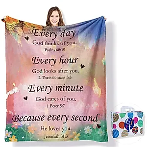 Christian Gifts for Women, Bible Verse Blanket with Inspirational Thoughts and Prayers - Religious Throw Blankets Soft Lightweight Cozy Plush Warm