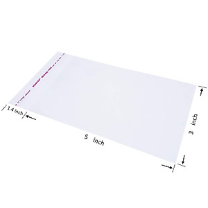 Wowfit 200 Count 3x5 Inch Clear Cellophane Plastic Bags, Resealable Self-Sealing Cello Bags Good for Cookies, Decorative Wrappers, Party Favors, Candy and More