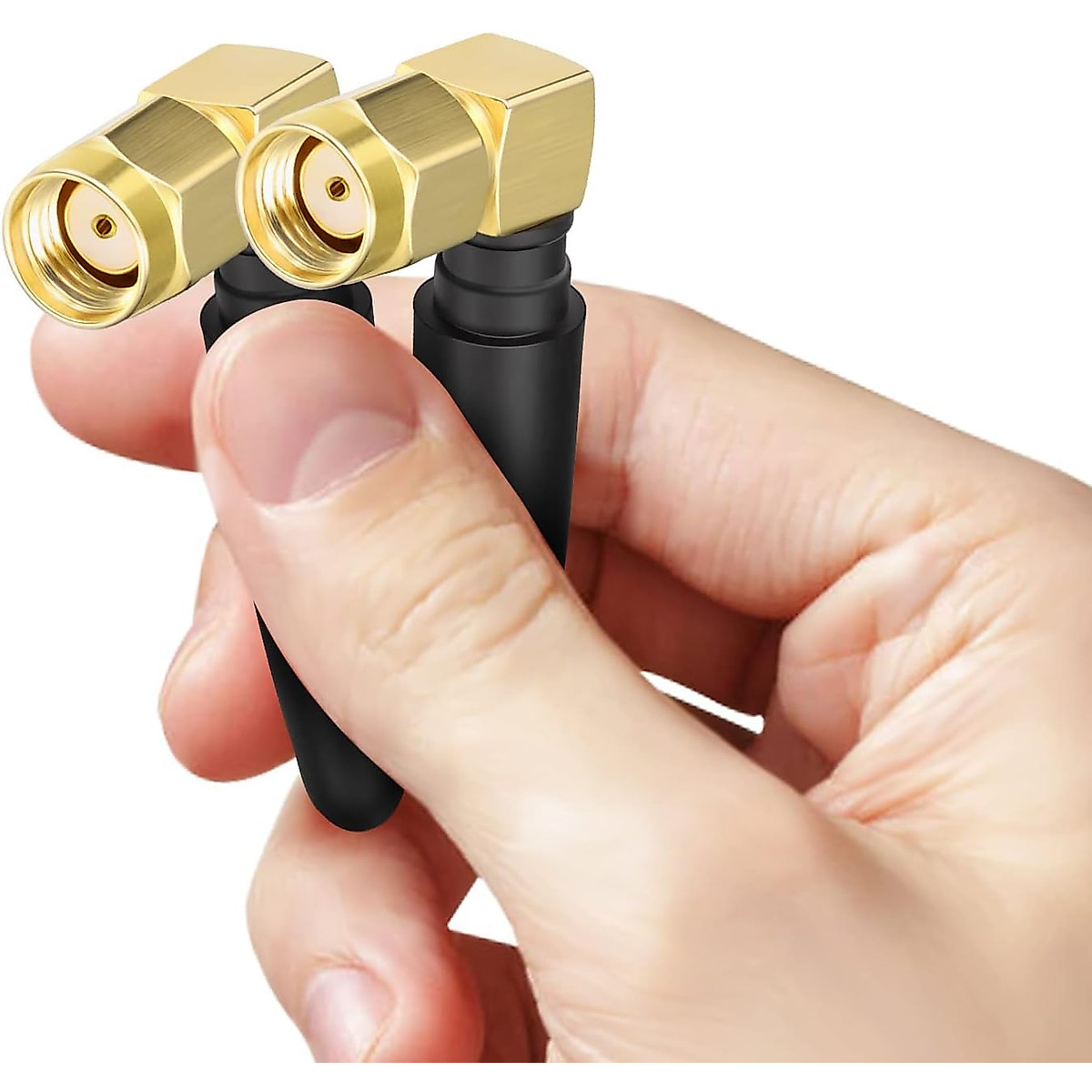 Eightwood Compact WiFi Antenna 2.4GHz 5GHz Dual Band RP-SMA Bluetooth Antennae Right Angle (2-Pack) for PC Computer Network Card Wireless Router Security Camera