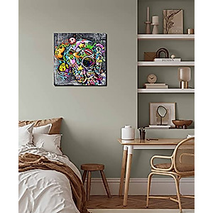Kepgonegu Canvas Wall Art Modern Wall Decor Abstract Wall Art for Bedroom Banksy Graffiti Wall Art Ready to Hang Size 13.5" W x 13.5" H