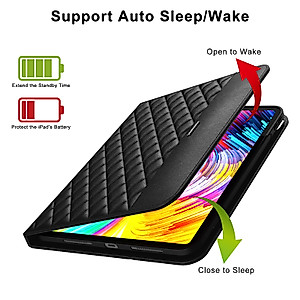 CAVOKAS for New iPad Pro 11 Inch Case 2021 3rd Generation, 2nd Gen 2020 Leather Case with Apple Pencil Holder - Auto Wake/Sleep, Durable & Removable Magnetic Protective Cover, Black