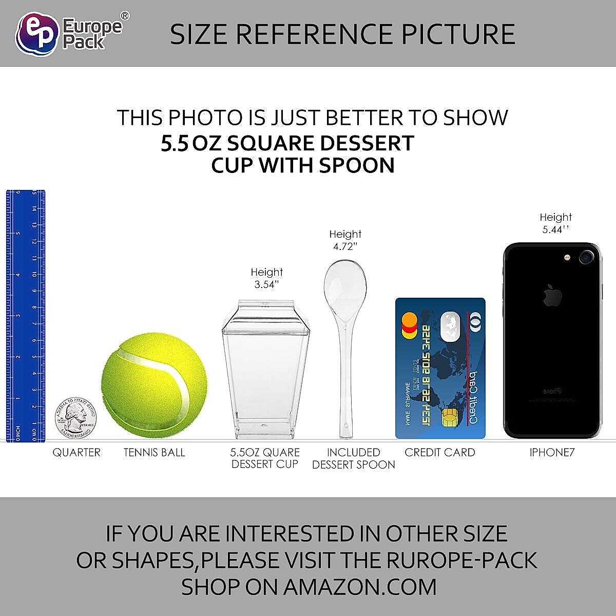 5.5oz Dessert Cups with Lids and Spoons,Plastic Clear Square Dessert Bowls Disposable Reusable Parfait Appetizer Cup-Set of 24