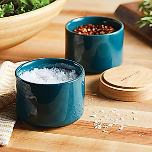 Rachael Ray Ceramics Stacking Spice/Seasoning Box Set with Lid, 2 Piece, Teal