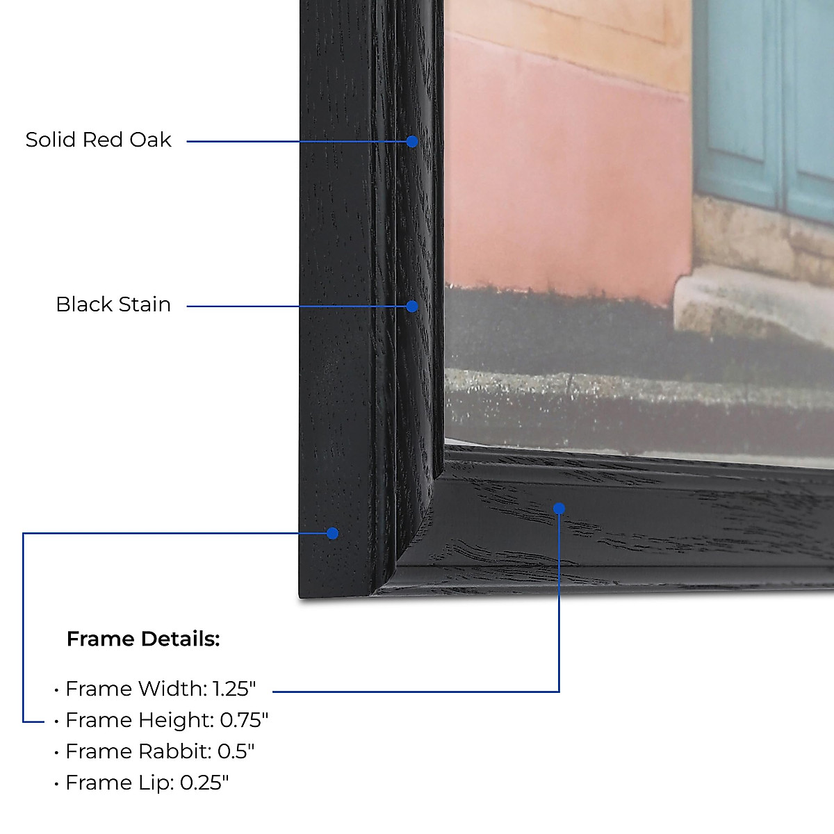 ArtToFrames 15x19 inch Black Stain on Solid Red Oak Wood Picture Frame, 2WOM0066-59504-YBLK-15x19