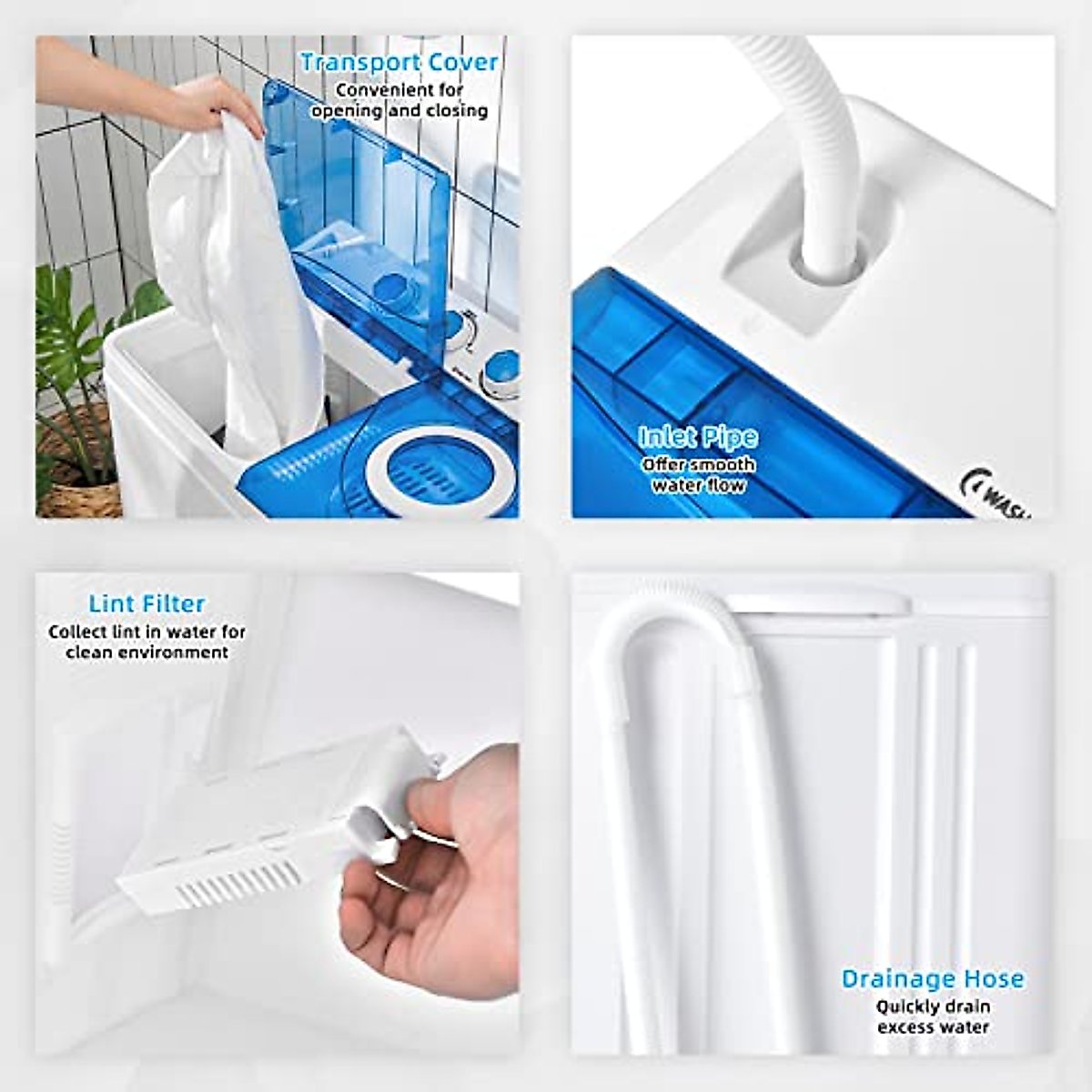 Giantex Portable Washing Machine, 2 in 1 Washer and Spinner Combo, 26lbs Capacity 18 lbs Washing 8 lbs Spinning, w/Timer Control, Built-in Drain Pump