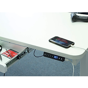 Motionwise Electric Standing Desk, 24”x48 Home Office Series, 28"-48" with Quickly Program up to 4 pre-Set Height adjustments and USB Charge Port, White Frame