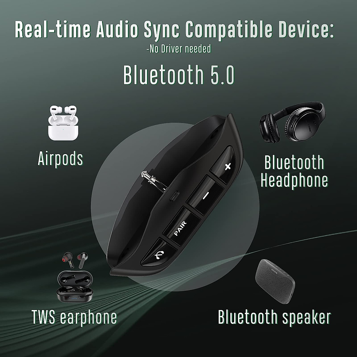 Uberwith Bluetooth Adapter for PS 5 Accessories BT 5.0 Wireless Audio Transmitter for PS 5 controller with Low Latency for AirPods all Bluetooth Headphone Speakers Earbuds