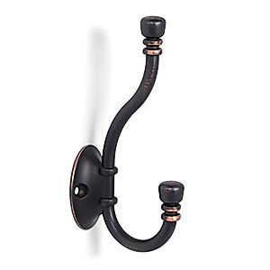 BIRDROCK HOME Classic Wall Mounted Robe & Towel Hooks - 2 Pack - Dual Hook - Large - Oil Rubbed Bronze Towel Robe Hat Coat Hook