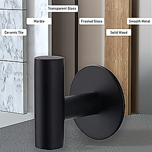 Towel Hook for Bathrooms Adhesive 2 Packs, Coat Hooks for Hanging Clothes, Heavy Duty Robe Towel Hangers for Shower Door Wall Mounted, Key Holder Wall Command Hook for Kitchen (Matte Black)