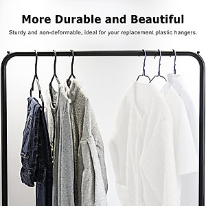 HXGHAR Frosted Metal Hanger, The Everyday for Everything Clothes Hanger, 16.5” Heavy Duty Standard Hanger with Hooks, 30 lb Load Capacity, Extreme Durability and Smooth Closet Hanger (Black, 10 Pack)