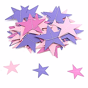 MY MIRONEY Star Bunting Garland Pink & Purple Twinkle Star Hanging Garland Birthday Party Decorations Glitter Stars Paper Party Banner,2.56" Width,13 ft