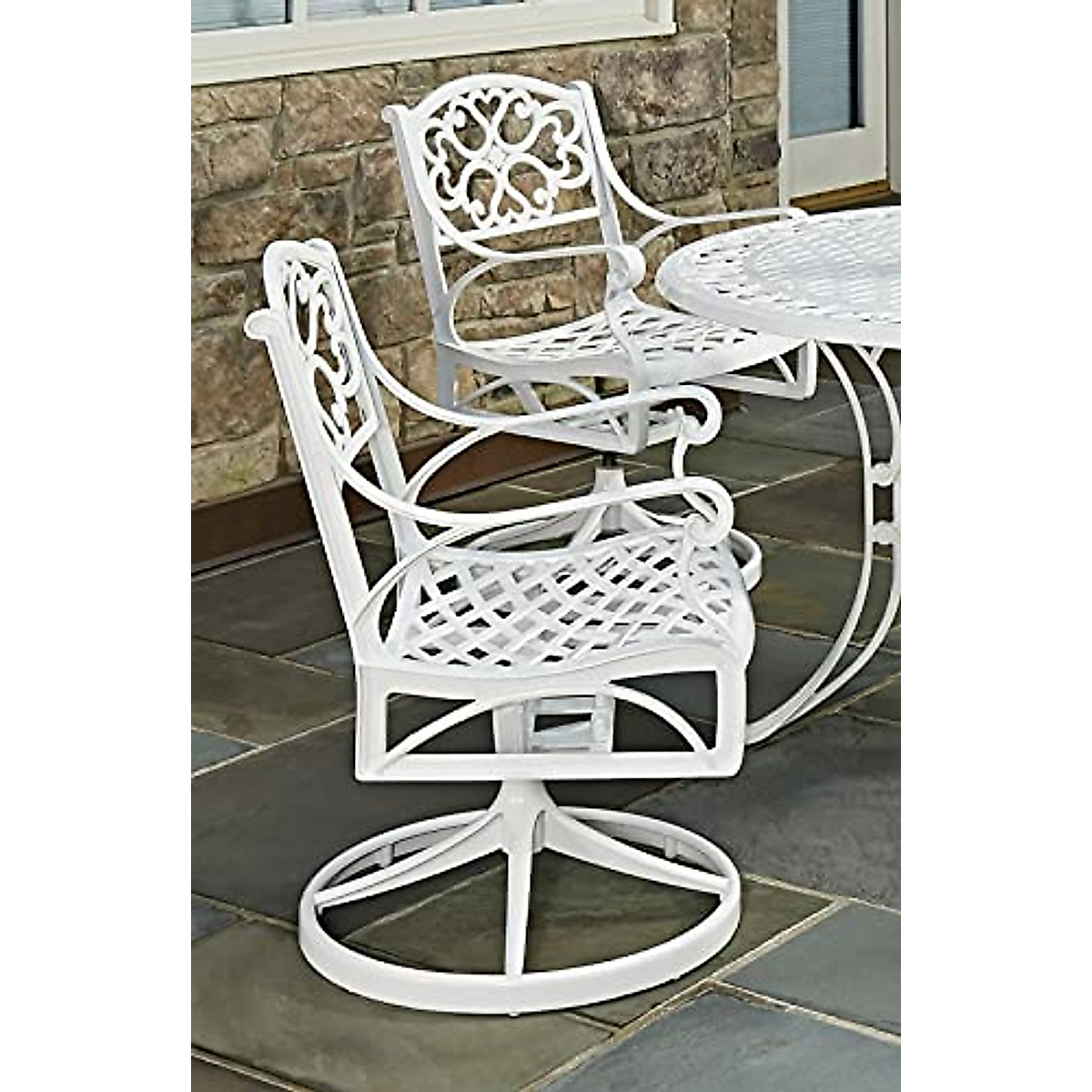 homestyles 6652-53 Outdoor Swivel Rocking Chair, White