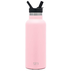 Simple Modern Water Bottle with Narrow Mouth Straw Lid Metal Thermos Vacuum Insulated Stainless Steel l Reusable Leak Proof BPA-Free Flask | Ascent Collection | 17oz, Blush