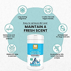 Nootie Waterless Shampoo Wipes For Dogs & Cats-Long Lasting Fragrances-Sold In Over 3000 Vet Clinics-Made In U.S.A. 70 Count