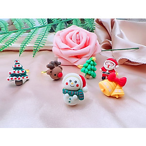 CJIAYUJEW Christmas Ring Set for Women Acrylic Christmas Tree Santa Crutches Elk Rings,Crystal Rhinestone Santa Claus Rings for Women Xmas Party Christmas (Acrylic-6pcs, alloy)