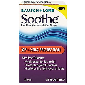 Bausch & Lomb Soothe XP Emollient Lubricant Eye Drops Xtra Protection with Restoryl 0.50 oz (Pack of 2)