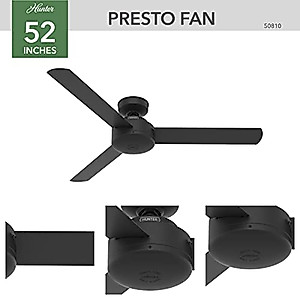 Hunter Fan Company 50810 Presto Ceiling Fan, 52, Matte Black