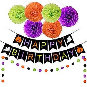 Black Halloween Happy Birthday Banner- Halloween Birthday Party Decorations,1st Birthday Halloween,Happy Birthday Halloween Banner,Halloween Fireplace Mantle Home Decor