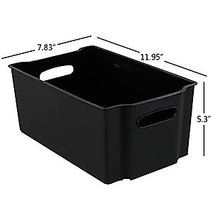 Hommp 4-Pack Black Stackable Plastic Storage Basket/Storage Bin Organizer