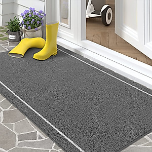 Color&Geometry Front Door Mats Outdoor: Doormat for Outside Entry Home Entrance Back Porch Patio Waterproof | Heavy Duty Non-Slip Outdoors Floor Welcome Matts Exterior - 24"x36" Grey