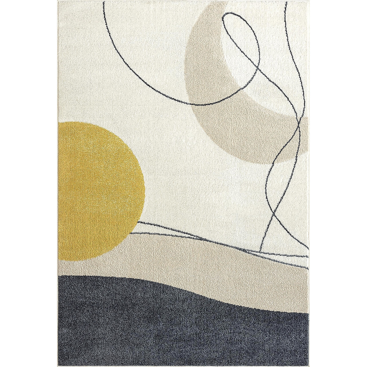 Abani Deco Collection Area Rug -Cream/Grey Modern Artistic Design -7'9" x 10'2" - Easy to Clean - Durable for Kids and Pets - Non-Shedding - Medium Pile - Soft Feel - for Living Room, Bedroom & Office