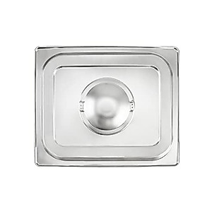 QWORK Solid Pan Lid with Handle, 2 Pack Stainless Steel Steam Table Pan Cover, for 1/2 Size Steam Pans