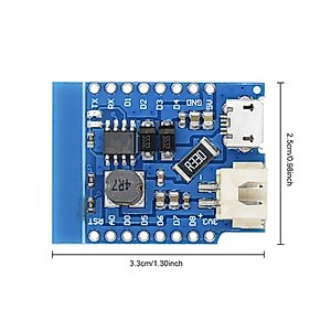 Onyehn 4pcs for Wemos D1 Mini Battery Shield Micro USB Single Lithium Battery Charging Boost Module with Pins LED Indicator 5V 1A DC