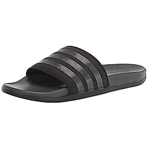 adidas Women's Adilette Comfort Slide Sandal, Black/Grey/Black, 8