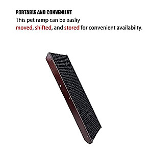 MEWANG 19" Tall Adjustable Pet Ramp - Wooden Folding Portable Dog & Cat Ramp Perfect for Bed and Car - Non Slip Carpet Surface 4 Levels Height Adjustable Ramp Up to 90 Pounds - Small Dog Use Only