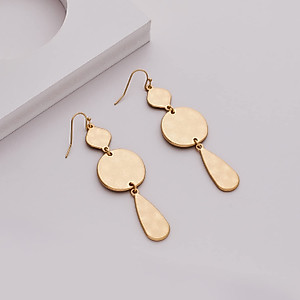 LILIE&WHITE Burnt Gold Boho Earrings For Women Antique Gold Disc Dangle Earrings For Women Geometric Bohemian Earrings Costume Jewelry For Women