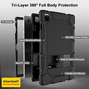 Rantice Galaxy Tab A8 10.5 Case with Kickstand, Hybrid Shockproof Rugged Cover for Samsung A8 Tablet Case 10.5 Inch (SM-X200/X205/X207), Black