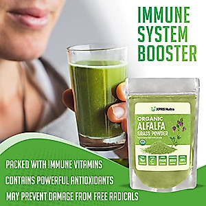 XPRS Nutra Organic Alfalfa Powder - Premium Vegan Alfalfa Supplement Rich in Calcium, Antioxidants, Vitamins - Farmer Alfalfa Supplement for Kids and Adults - Vegan Friendly Alfalfa Leaf (4 Ounce)