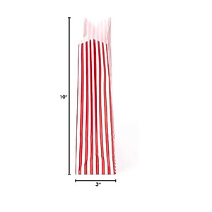 Restaurantware Bag Tek 2 Ounce Popcorn Bags 100 Disposable Paper Popcorn Bags - Greaseproof Striped Red Paper Concession Popcorn Bags For Movie Nights Theaters Carnivals And More