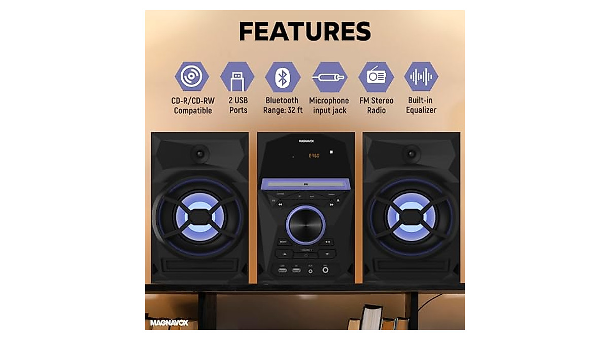 Magnavox MM441 CD Shelf System with Bluetooth & Remote