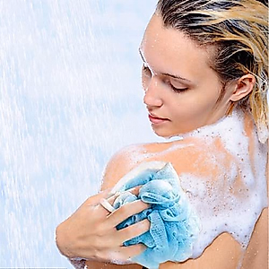 S&R PLKOP Exfoliating Body Scrubber Set -Exfoliating Glove,Back Scrubber and Shower Loofah for Women and Men Shower(3 Pack, Green)