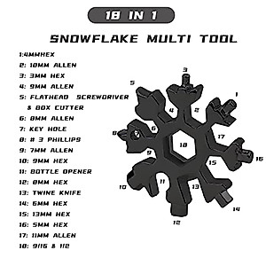 4 Pack 18 In 1 Snowflake Multitool, Stainless Steel Snowflake Wrench/ Bottle Opener/ Screwdriver Kit, Snowflake Multi Tool for Outdoor Travel Camping Hiking , Great Christmas Gift for Men