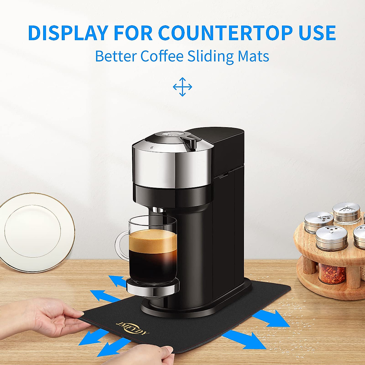 Kitchen Countertop Slider Mat,2 Pack Leather Sliding Coffee Mats for Kitchen Appliance, Heat Resistant Protector Mat Kitchen Slider Pads for Ninja Foodi Air Fryer,Coffee Maker, Blender (rose gold)