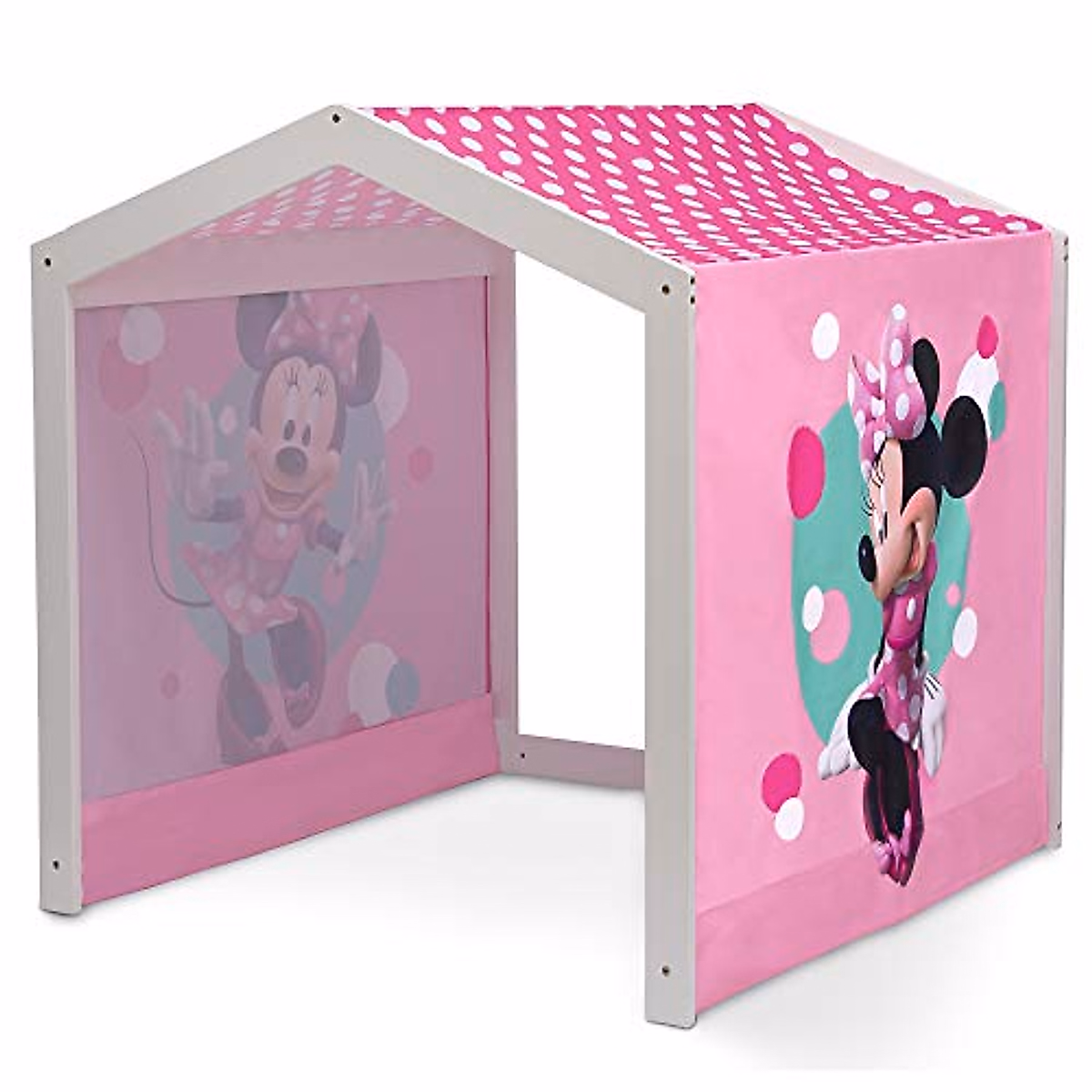 Disney Minnie Mouse Indoor Playhouse with Fabric Tent for Boys and Girls by Delta Children, Great Sleep or Play Area for Kids - Fits Toddler Bed - Greenguard Gold Certified
